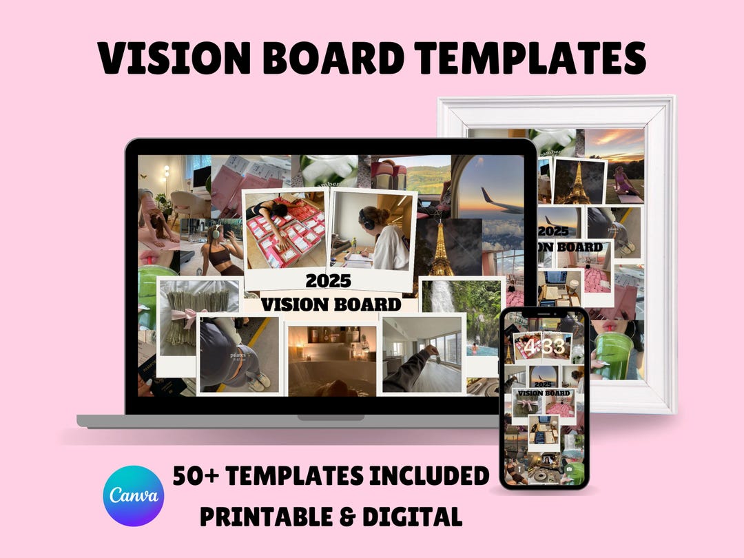 2025 Vision Board Canva Templates Printable & Digital - Etsy
