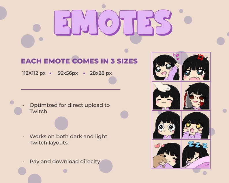 Girl With Black Hair Twitch Emotes, Discord Emotes, Kawaii Emotes, Cute ...