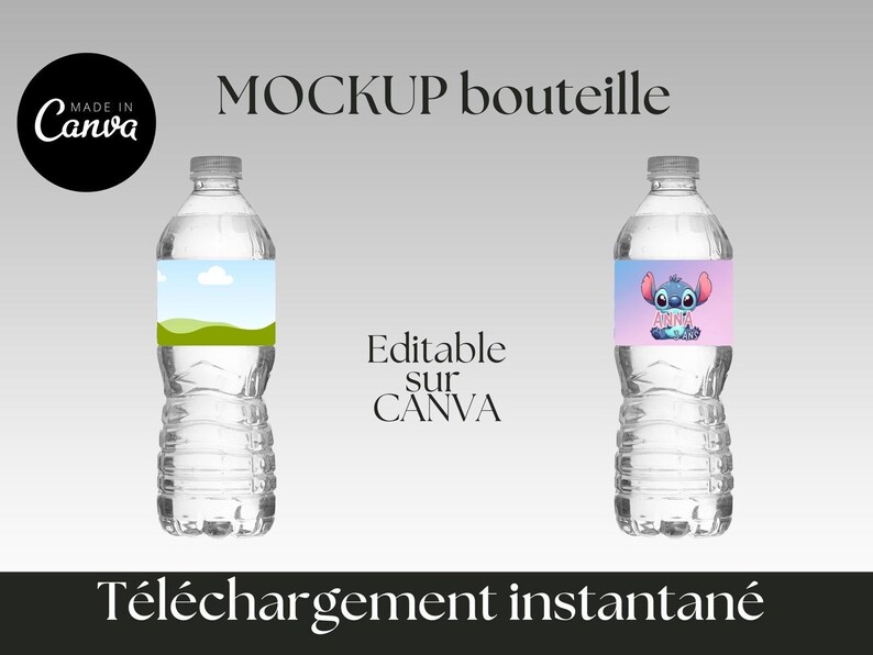 CANVA Template for Plastic Bottle Mockup Custom Water Bottle Template ...