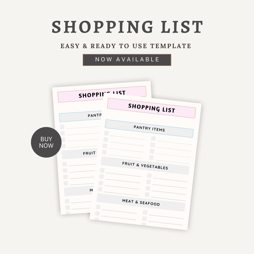 Shopping List Printable Shopping List Checklist Grocery List Printable ...
