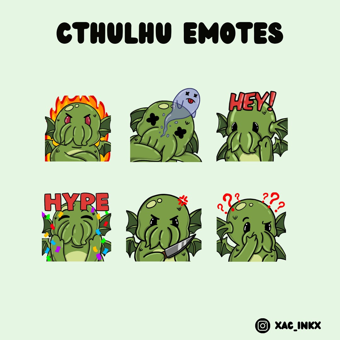 Cute Chibi Cthulhu Twitch Emote Bundle - Etsy