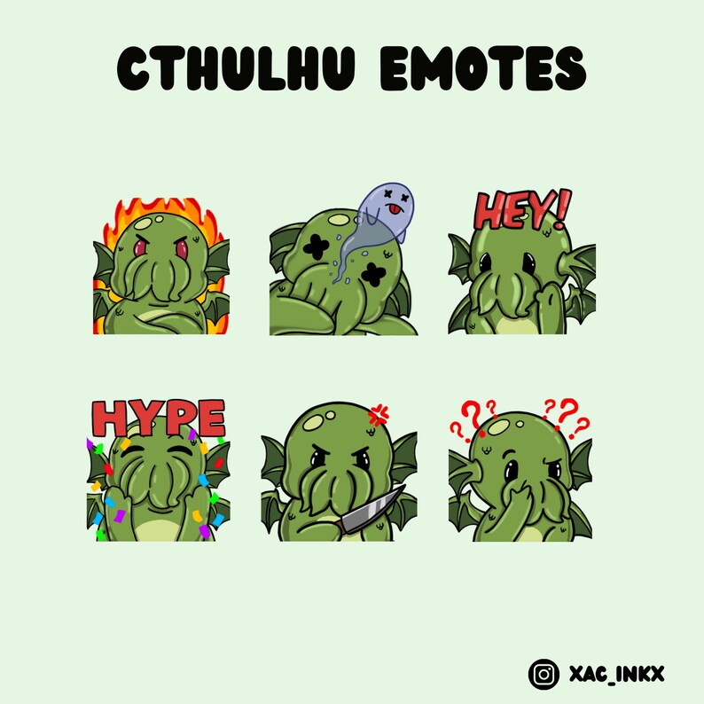 Cute Chibi Cthulhu Twitch Emote Bundle - Etsy