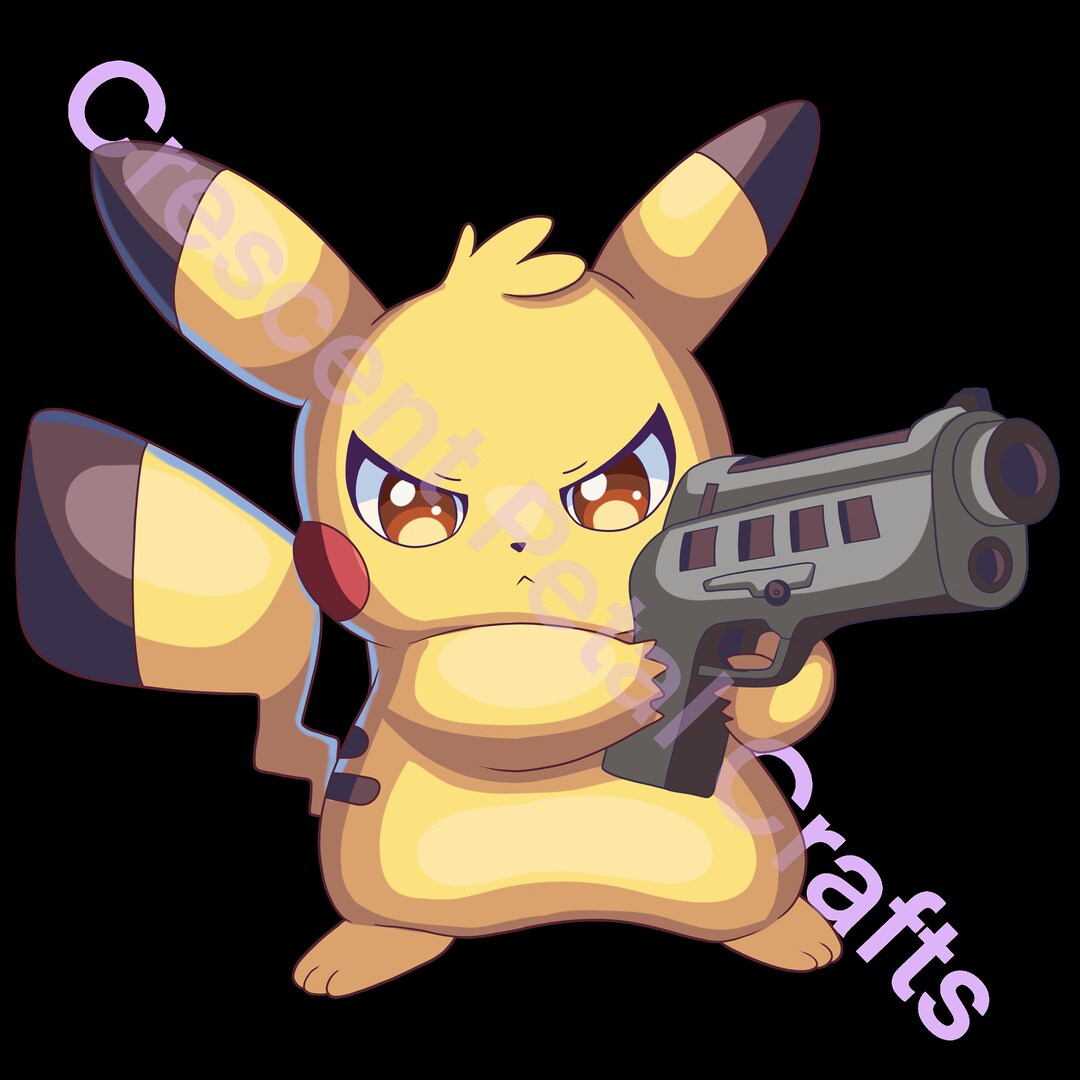 Pokemon Pikachu With a Gun Kawaii Sticker - Etsy