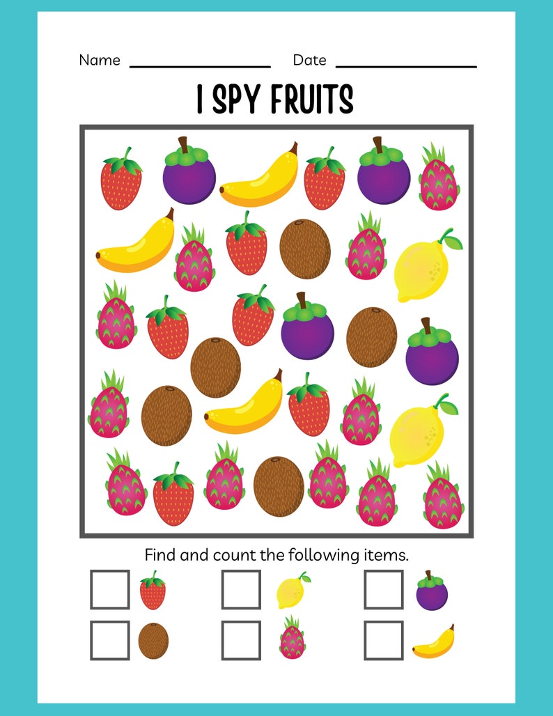 Kindergarten I Spy Workbook 10 Pages - Etsy