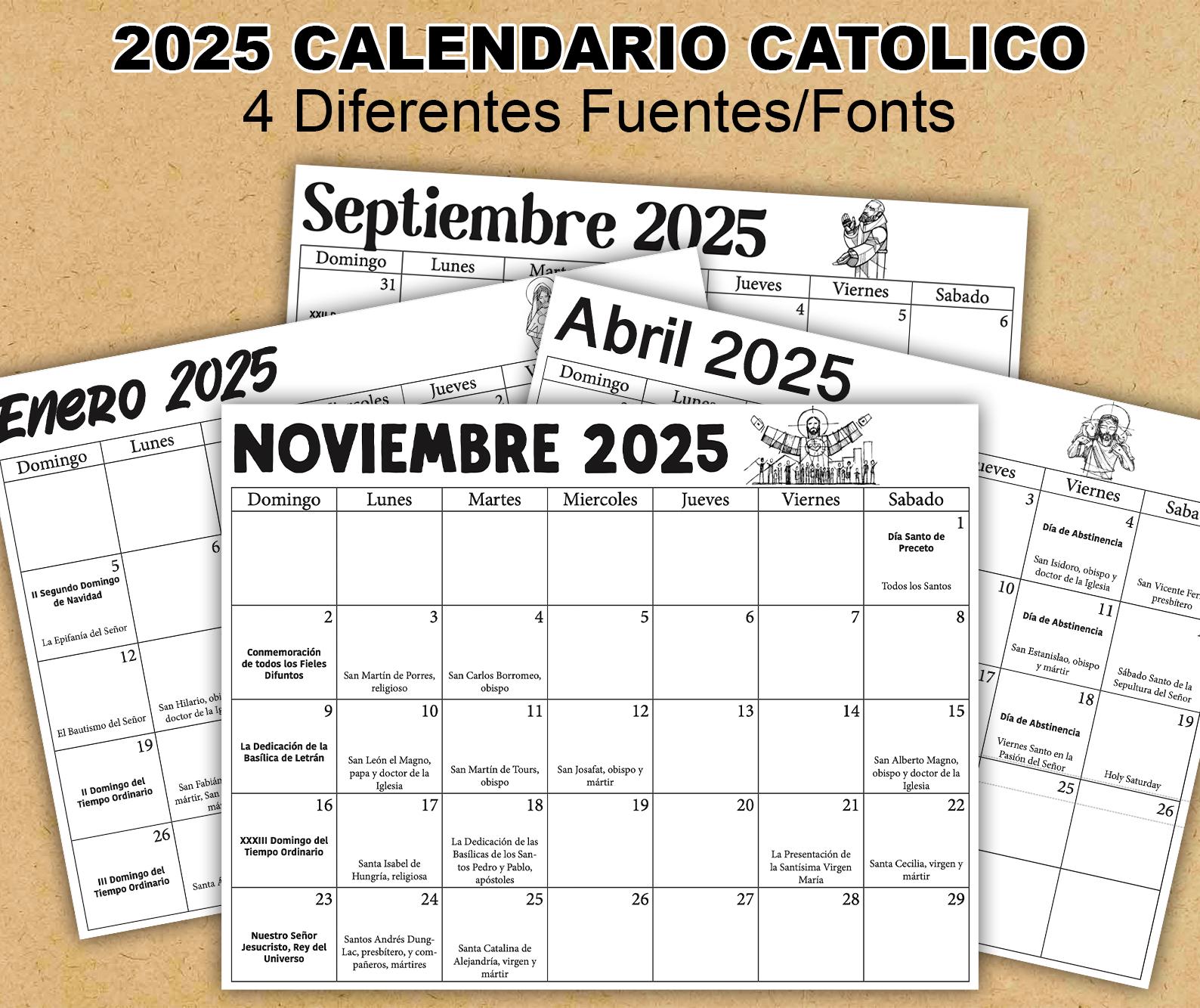 2025 Calendario Catolico | Calendario Catolico | Calendar in Spanish ...