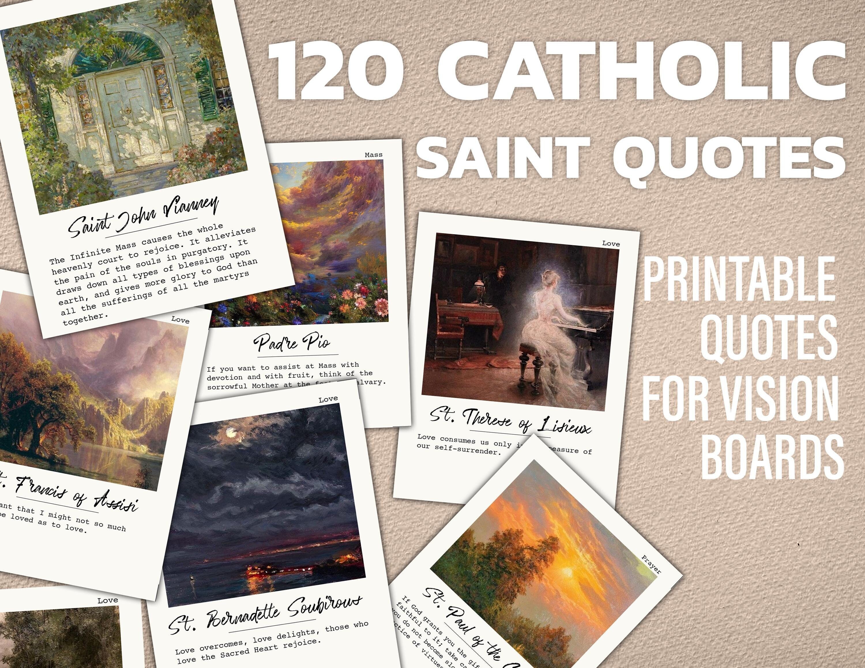 120 Catholic Saints Quotes Cards - Printable Quotes for Vision Boards ...