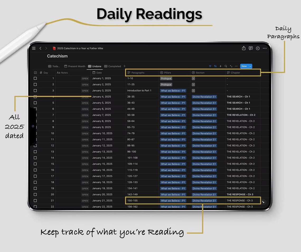 Catholic Bible & Catechism in a Year Reading Plan Notion Template 2025 ...