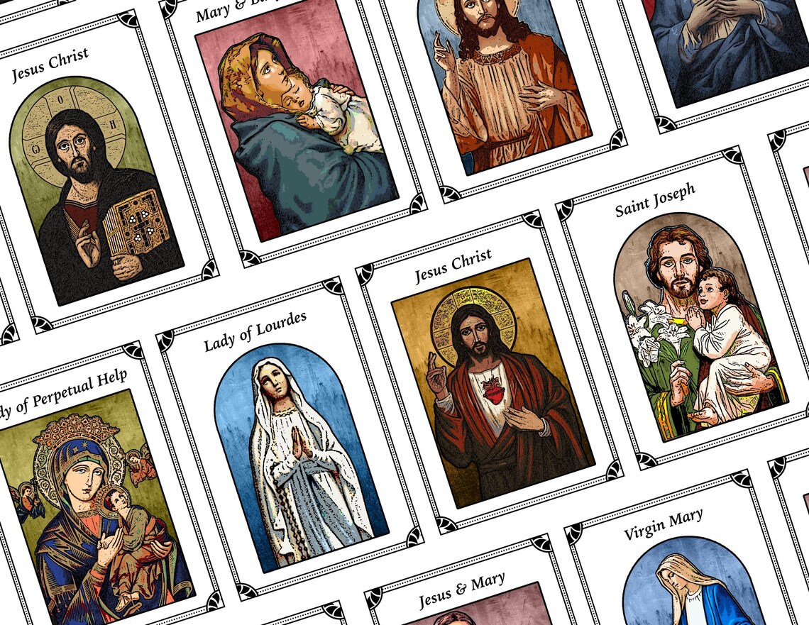 20 Saint Illustrations Cards - DIGITAL DOWNLOAD - Printable PDF ...