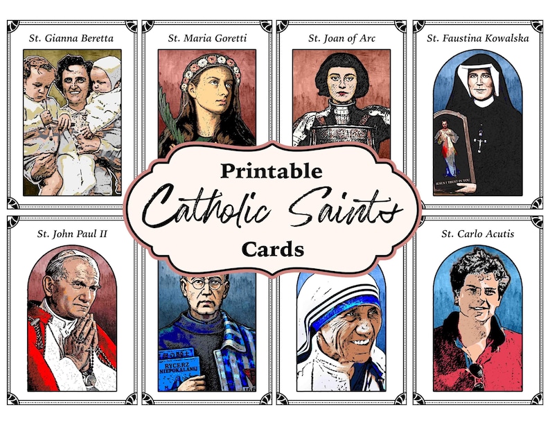 20 Saint Illustrations Cards - DIGITAL DOWNLOAD - Printable PDF ...