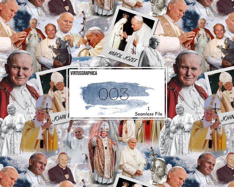 Seamless Saint John Paul 2 File Seamless Catholic Pattern - Etsy