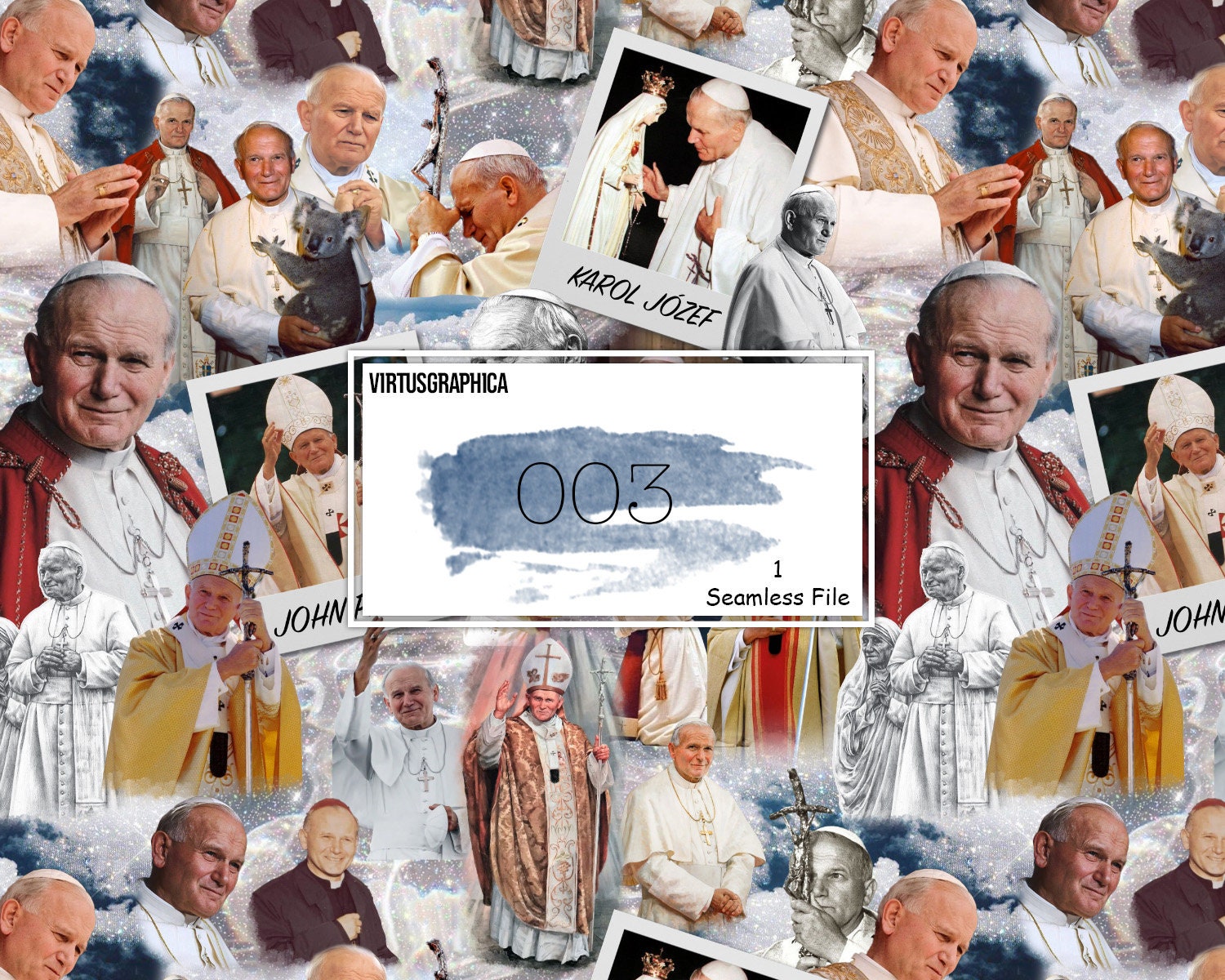 Seamless Saint John Paul 2 File Seamless Catholic Pattern - Etsy