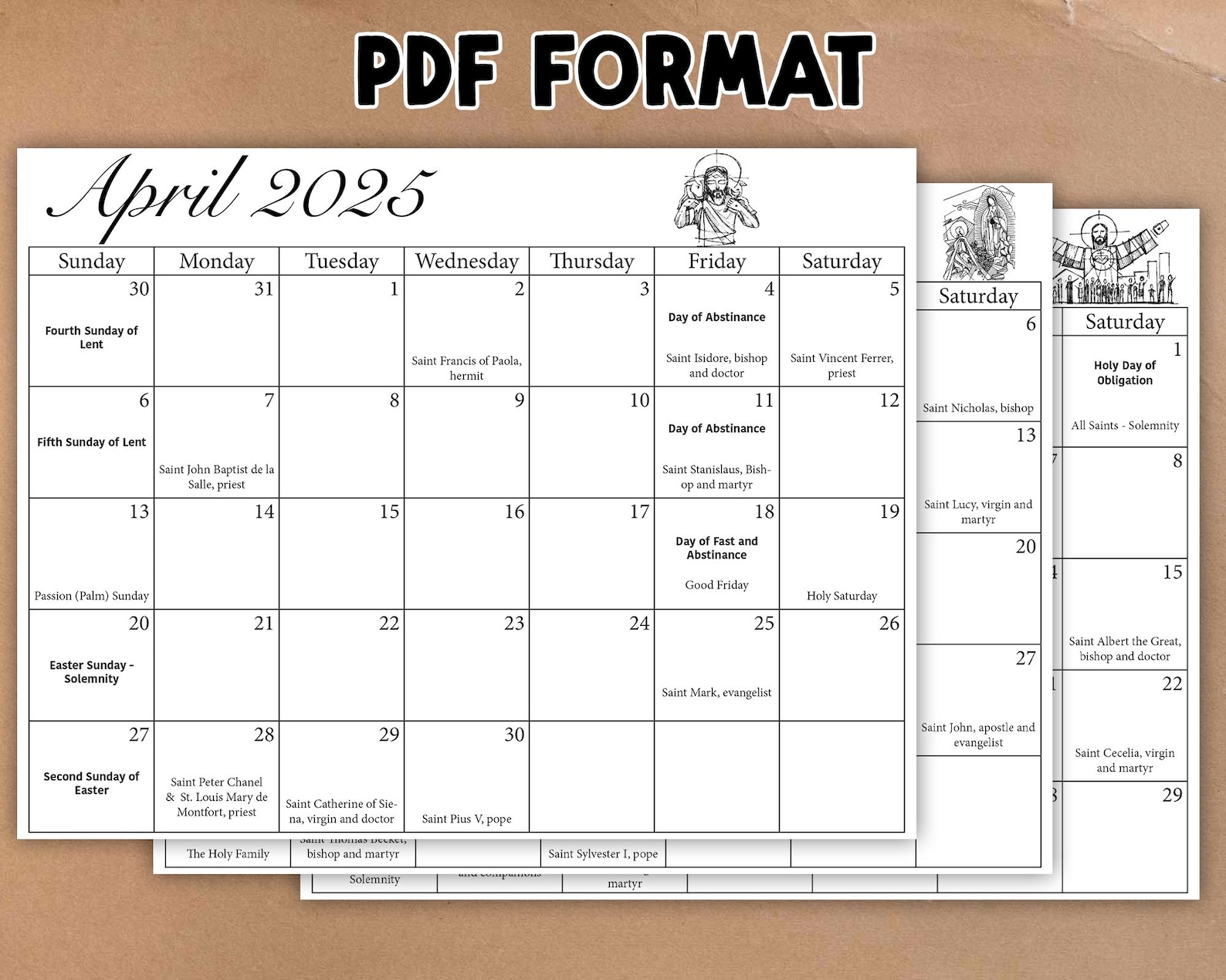 Printable 2025 Catholic Calendar | Liturgical Calendar | Downloadable ...