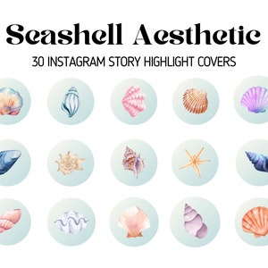 30 Seashell Aesthetic Beach Highlight Covers | Sun Travel IG Buttons ...