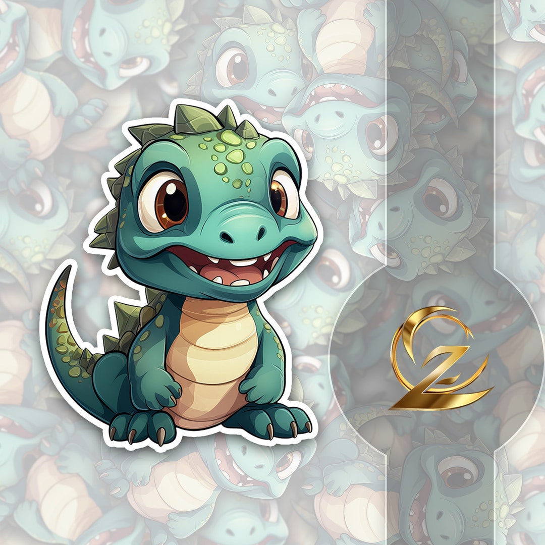 Cute Cartoon Dinosaur Sticker - Etsy