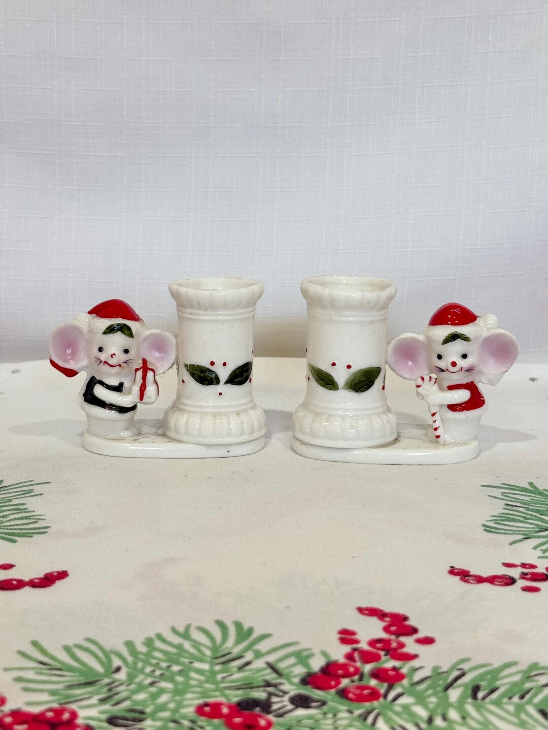 Vintage Christmas Mouse Candle Holders - Etsy