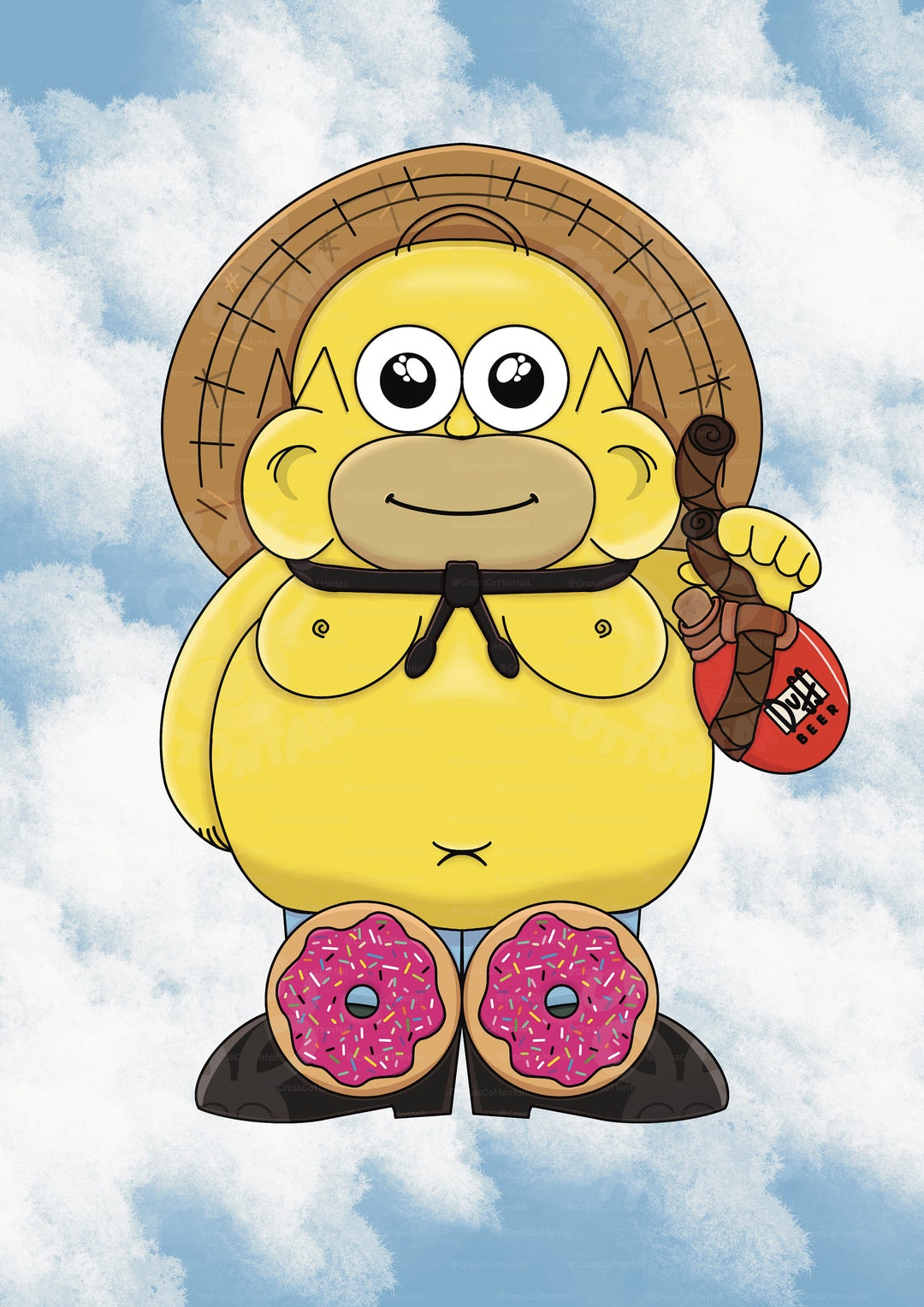 The Simpsons Homer Simpson X Japanese Tanuki Wall Art Print 8.5x11 ...