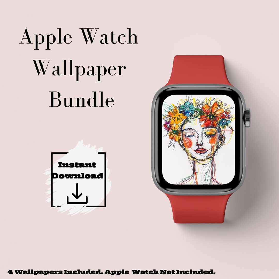Apple Watch Digital Wallpaper Bundle Line Sketch Colorful Watch Face ...