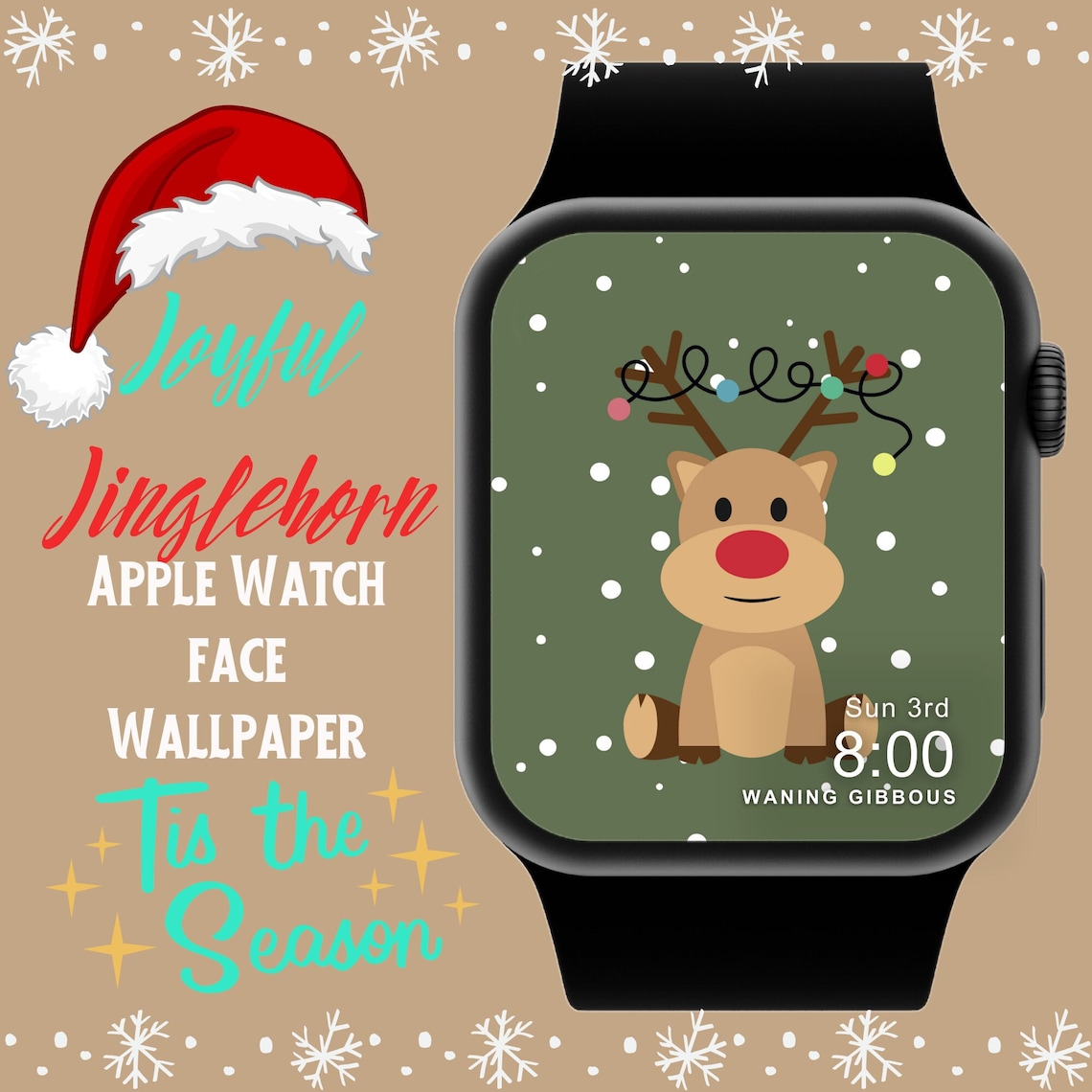 Apple Watch Digital Wallpaper Joyful Jinglehorn Holiday Watch Face ...