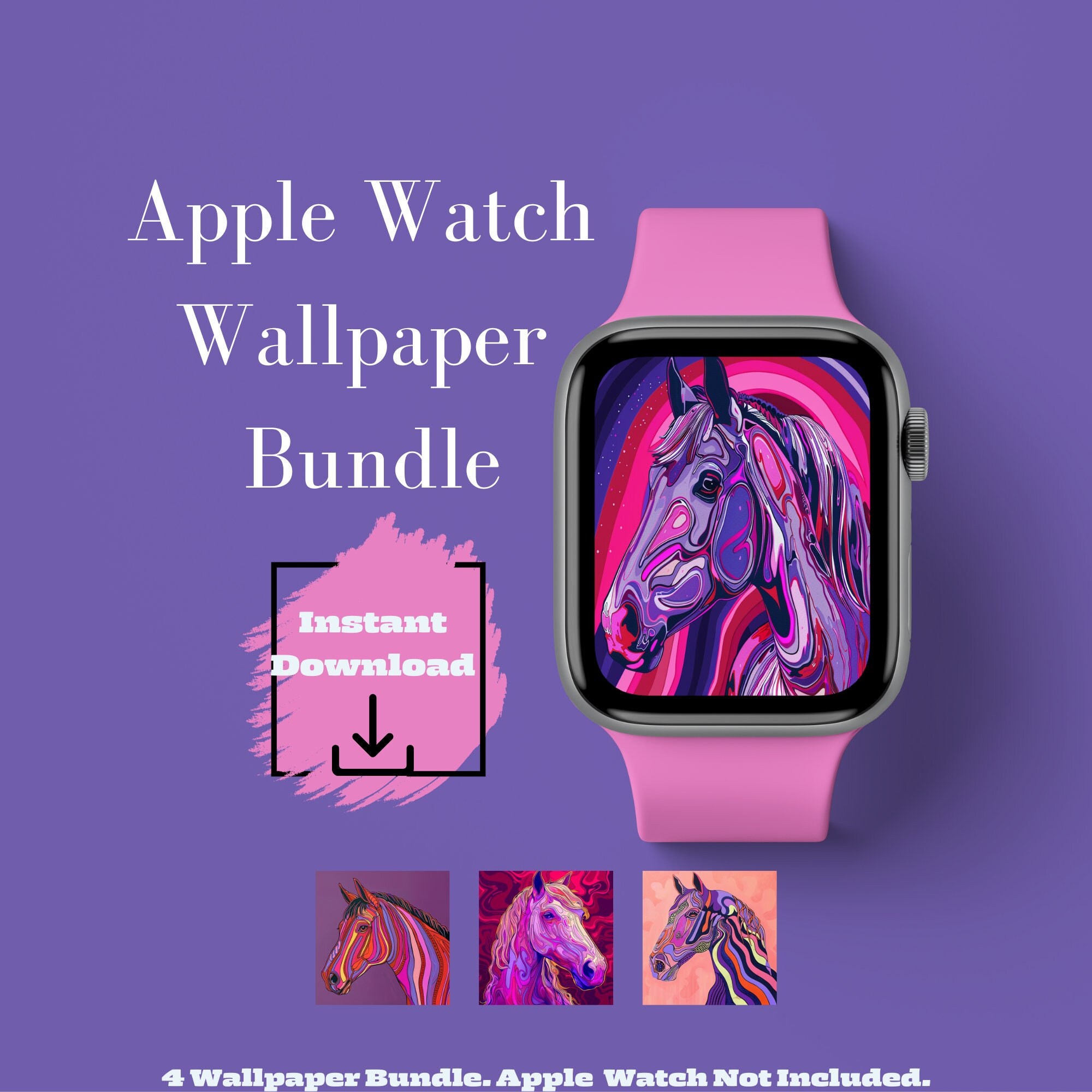 Apple Watch Digital Wallpaper Horse Watch Face for Smartwatch Aesthetic ...