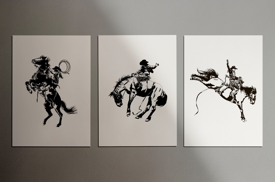 Rodeo, Western, Cowboy, Digital Art, Instant Download, Art Print, Wall ...