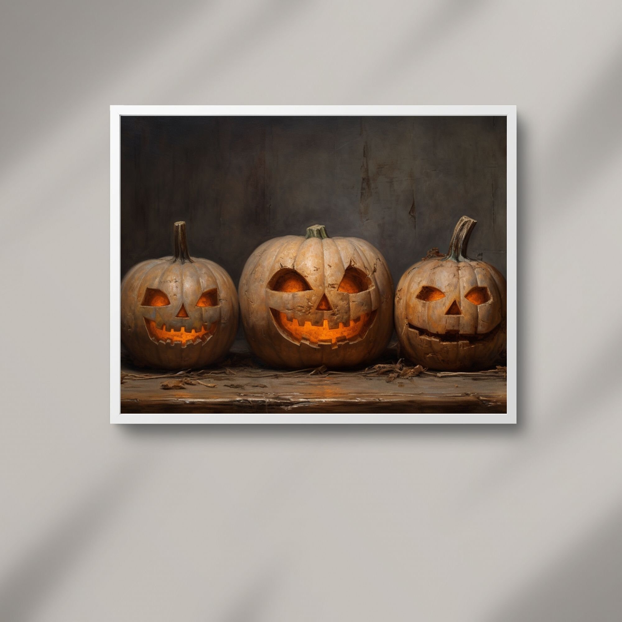 Rustic Jack O'lanterns Printable Art, Halloween Vintage Poster Print ...