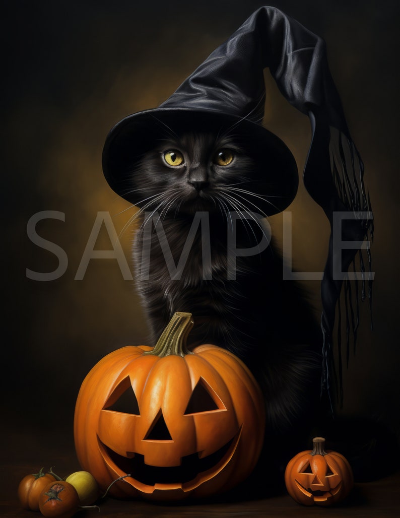 HALLOWEEN PRINTABLE Art | Black Cats Poster Print, Sublimation ...