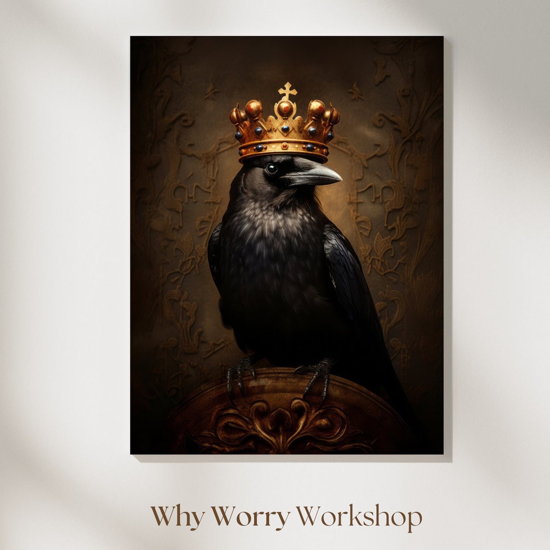 Royal Crow Printable Art, Crow Poster Print, Dark Academia, Halloween ...