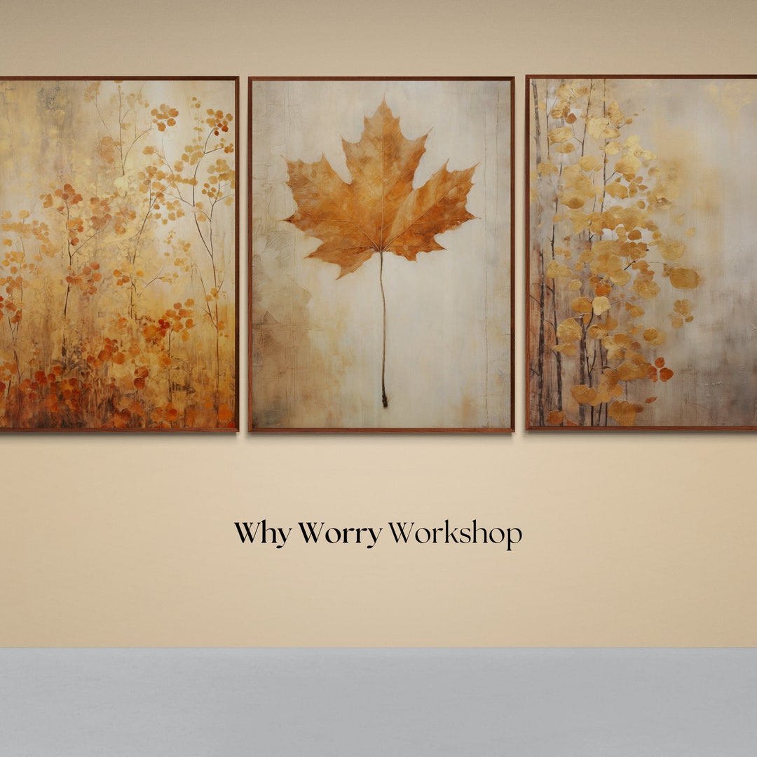 SET OF 3 AUTUMN Printable Art Works, Vintage Fall Wall Print, Digital ...