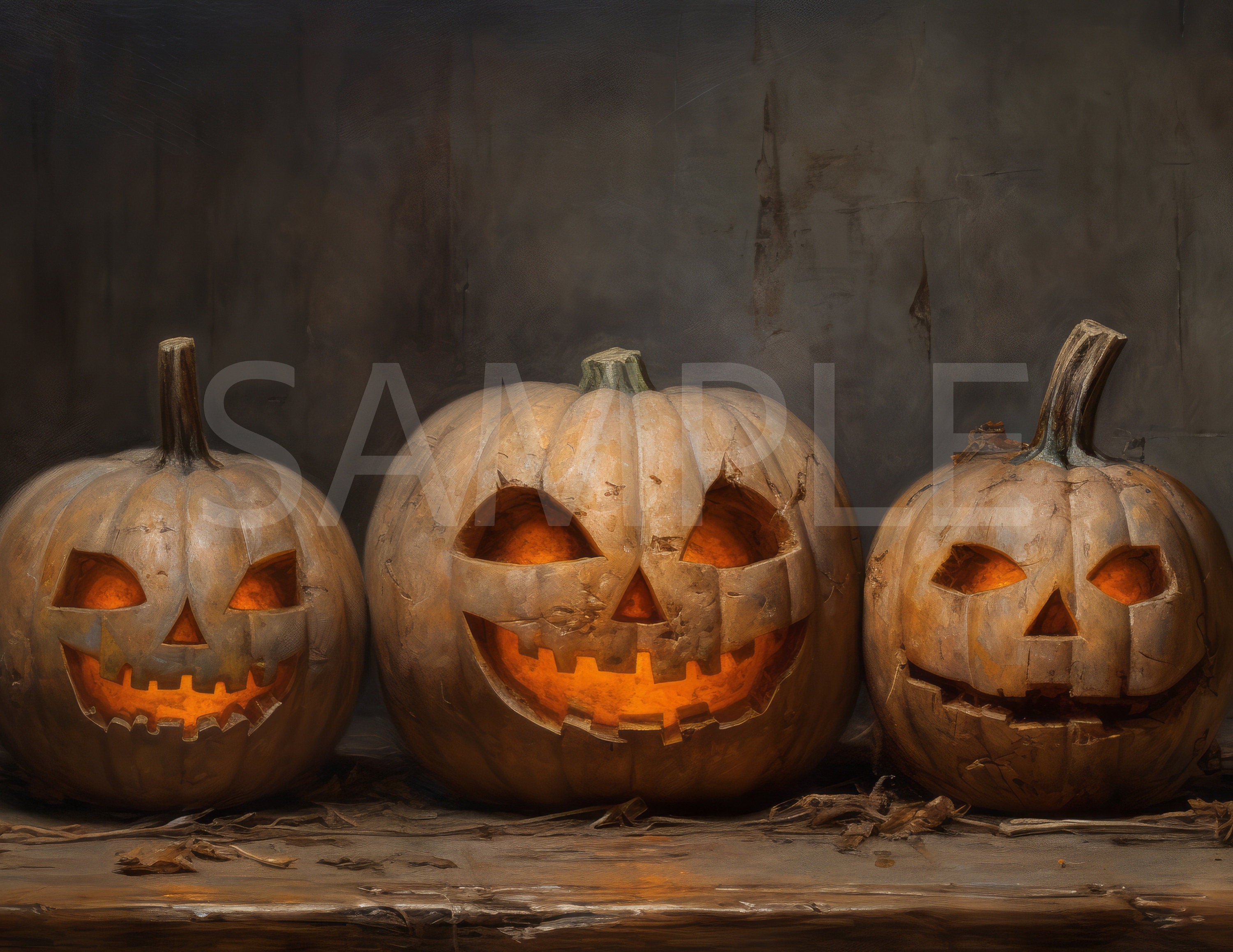 Rustic Jack O'lanterns Printable Art, Halloween Vintage Poster Print ...