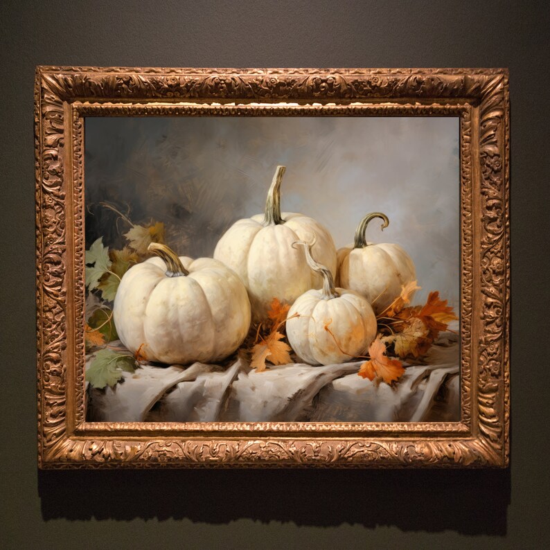 White Pumpkin Still Life Print, Fall Poster Print, Rustic Autumn Decor ...
