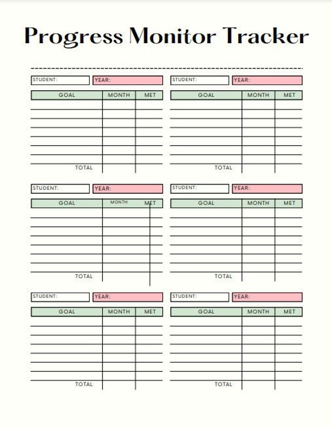 Progress Monitor Tracker Special Education - Etsy