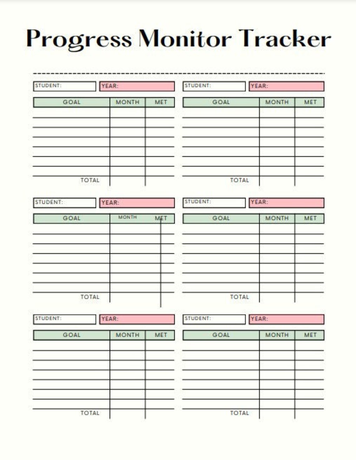 Progress Monitor Tracker Special Education - Etsy