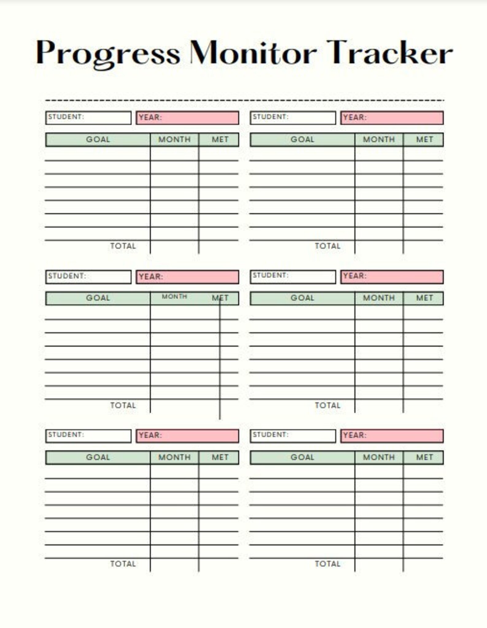 Progress Monitor Tracker Special Education - Etsy