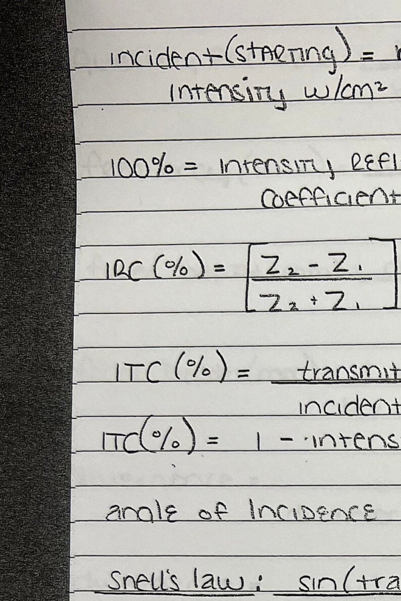 Ultrasound Physics Equations - SPI STUDY GUIDE - Etsy