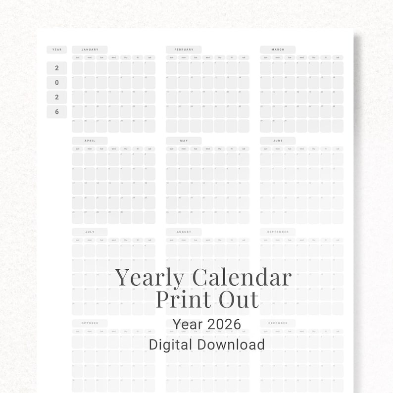 2026 Minimalist Wall Calendar: Large Format Year Planner (digital ...