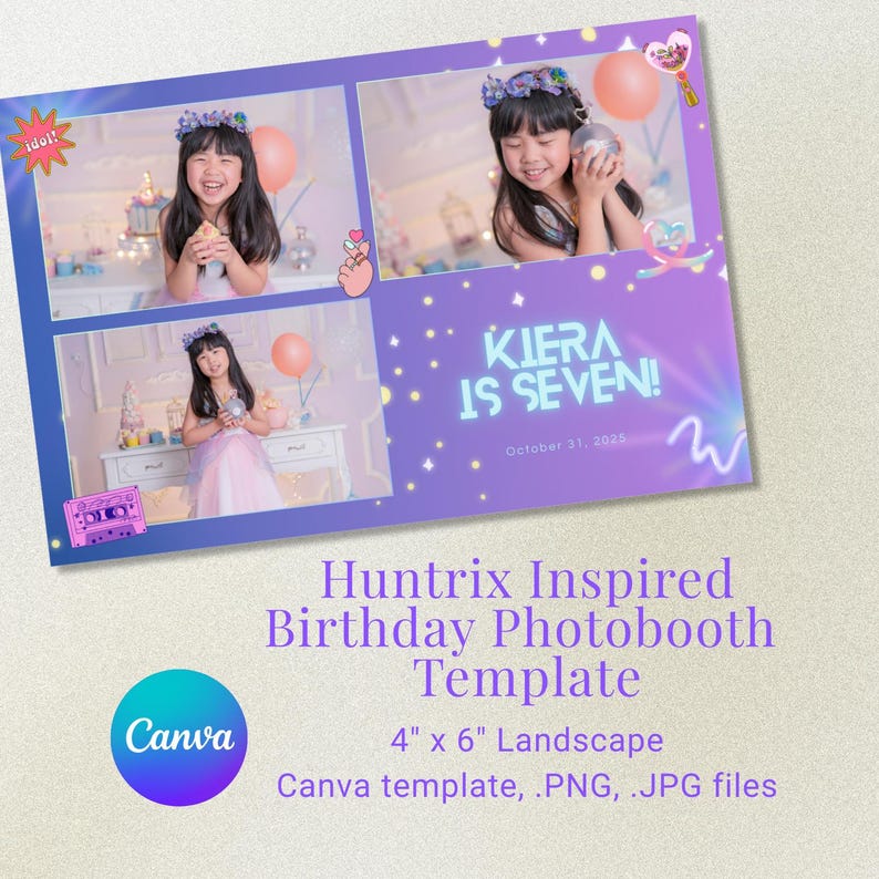 Huntrix Inspired Birthday Photobooth Template | Canva Template | .PNG ...