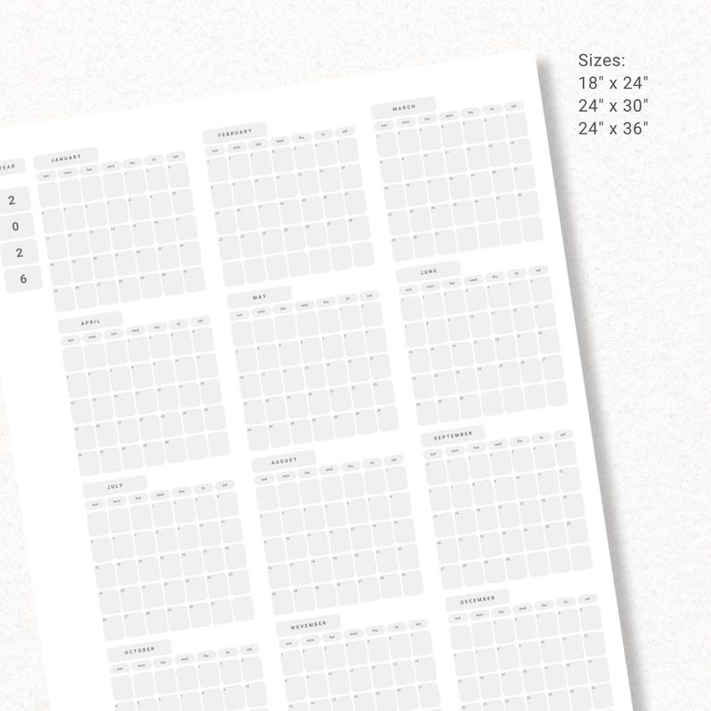 2026 Minimalist Wall Calendar: Large Format Year Planner (digital ...