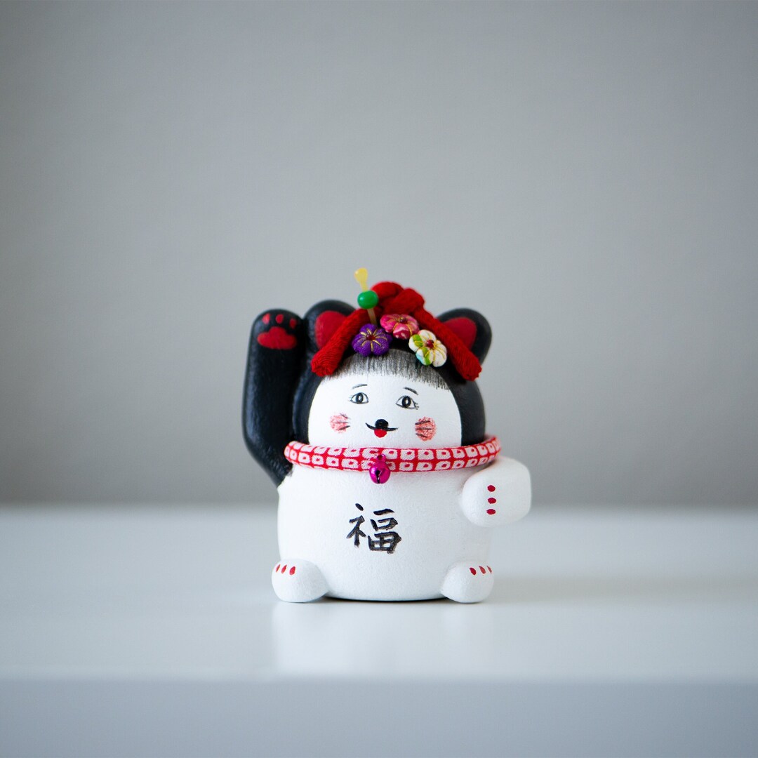 MANEKI NEKO Beckoning Cat Papier-mâché ( Hariko) Figurines Light Weight ...