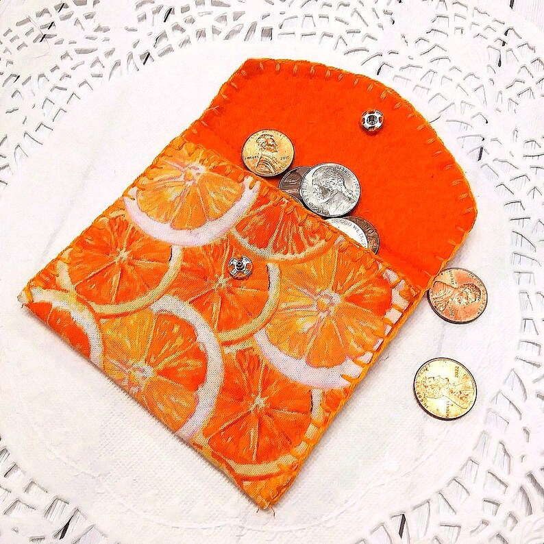 Handmade Fruit Theme Mini Pouch: Blanket-stitched Coin Purse, 6 Fabric ...