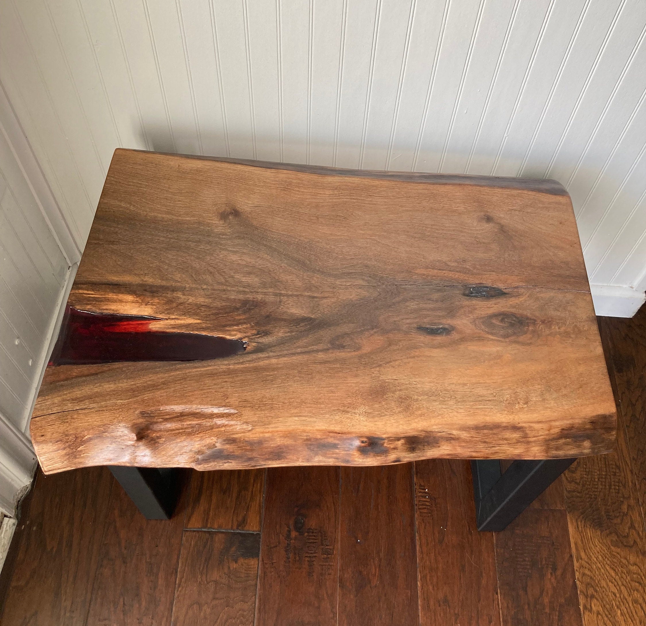 Live-edge, Red Epoxy, River Table Style Entryway Bench - Etsy