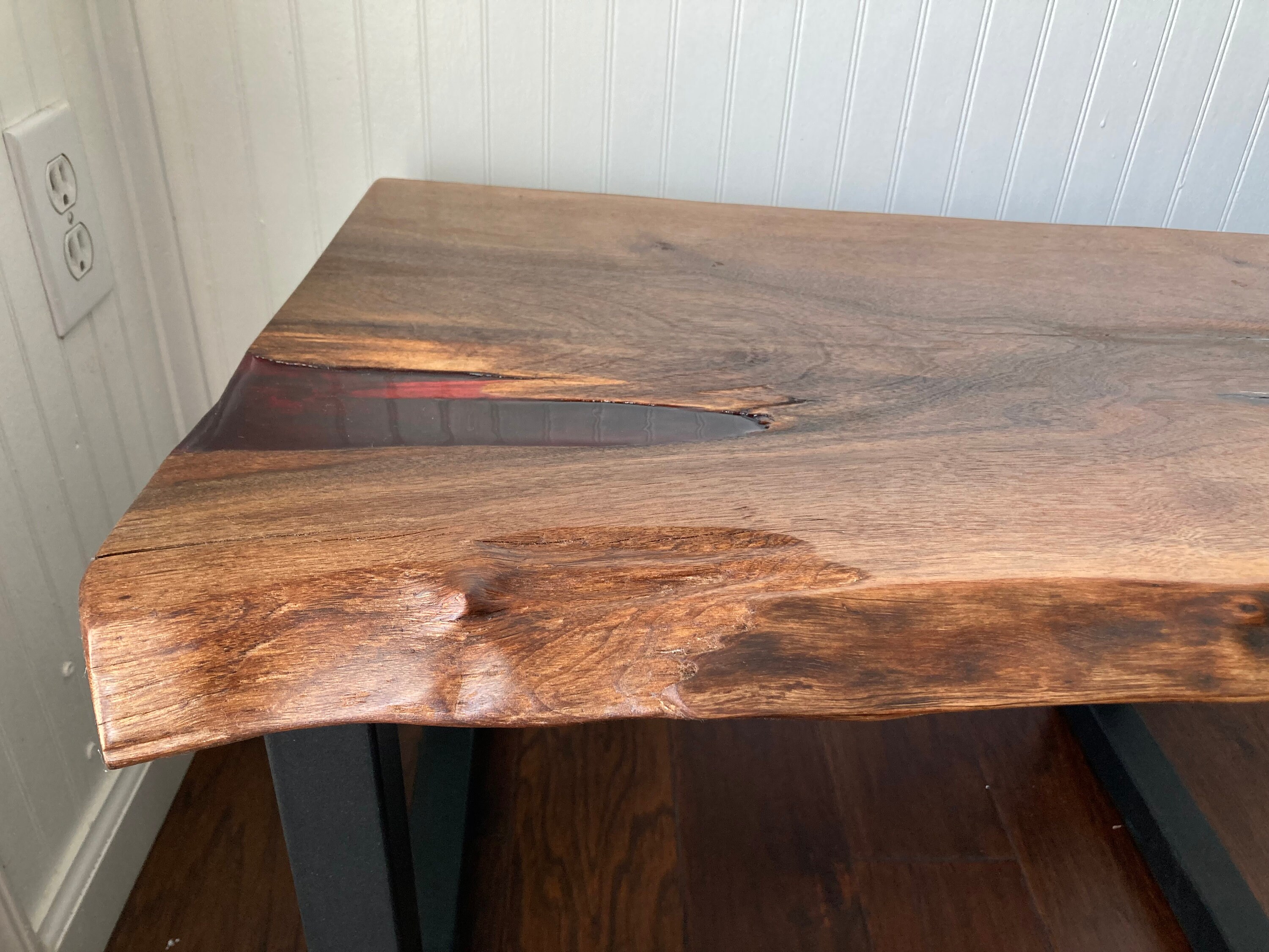 Live-edge, Red Epoxy, River Table Style Entryway Bench - Etsy