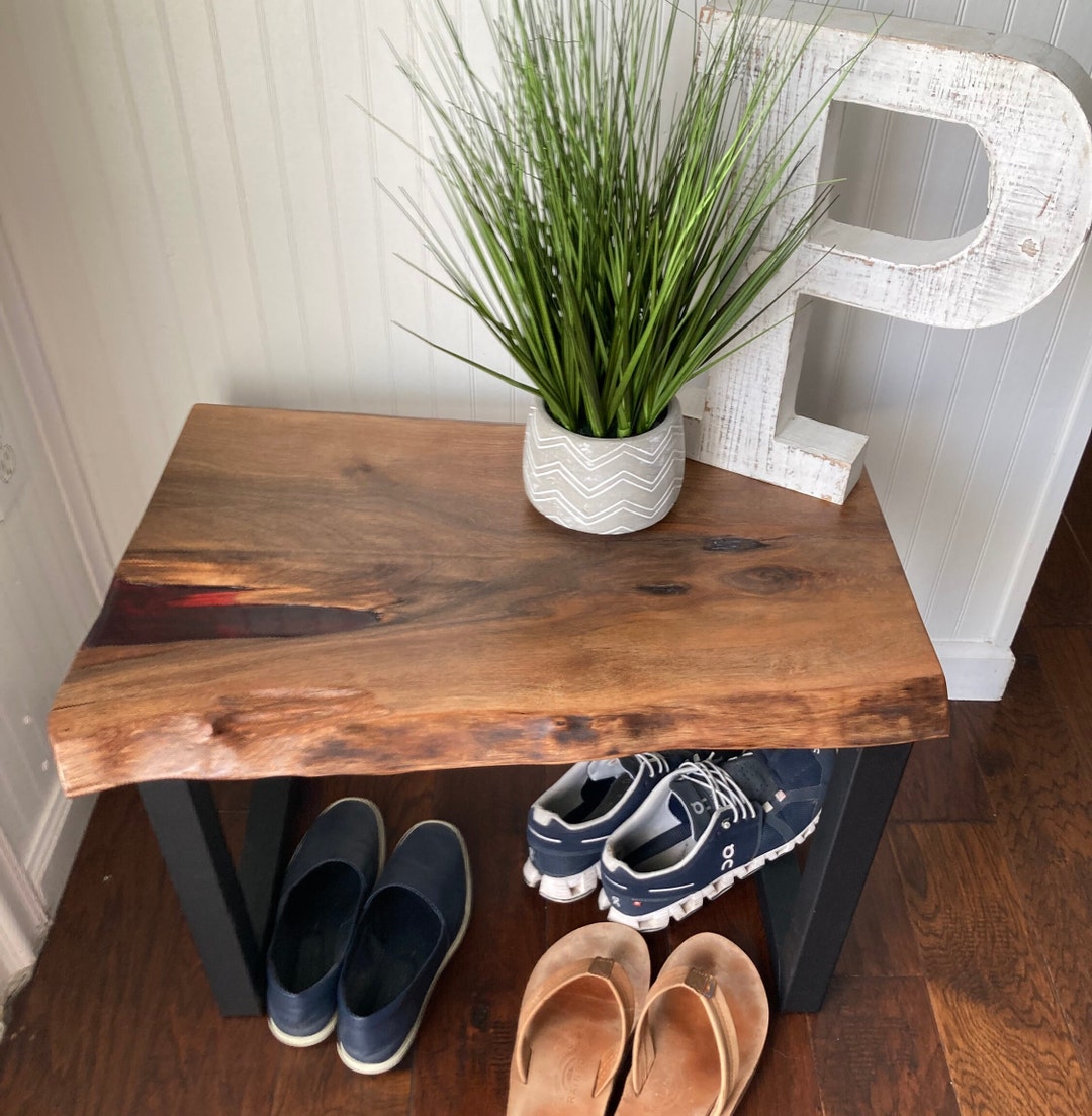 Live-edge, Red Epoxy, River Table Style Entryway Bench - Etsy