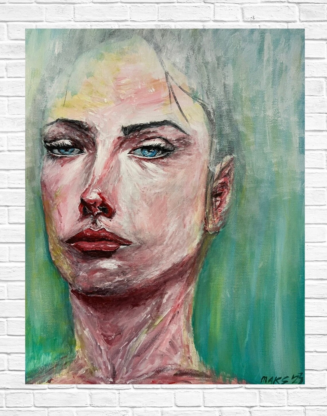 Acrylic Painting ‘the Stoic Lady’, Stretched Canvas, 20in X 16in X 2in ...