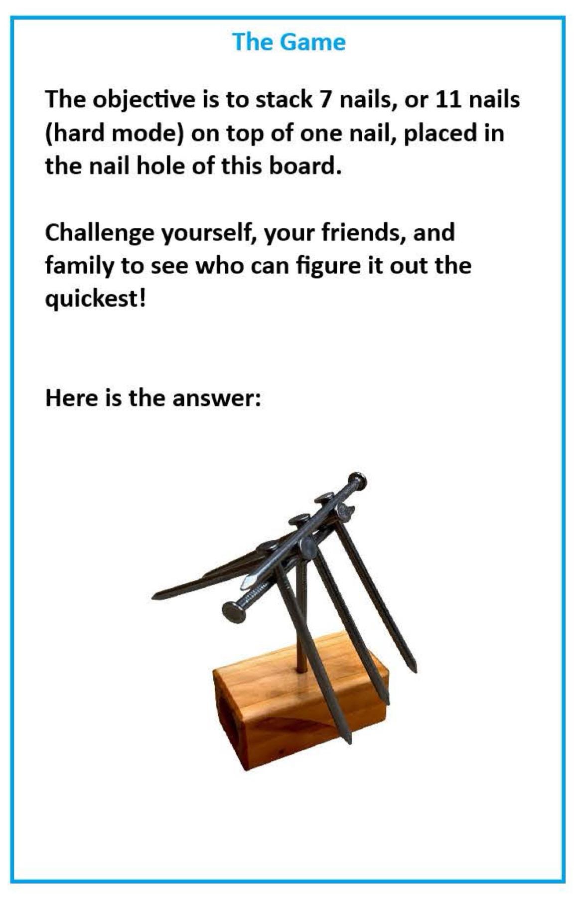 Handmade Wooden Nail Balancing Puzzle | Brain Teaser Game | Family ...