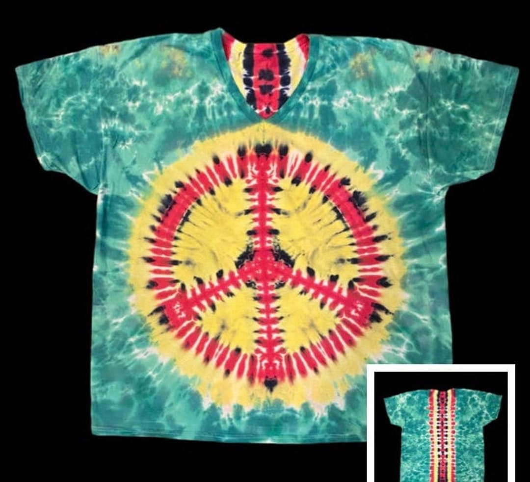 Peace Sign Tie-dye Hand Made Custom Colors Spine on Back - Etsy