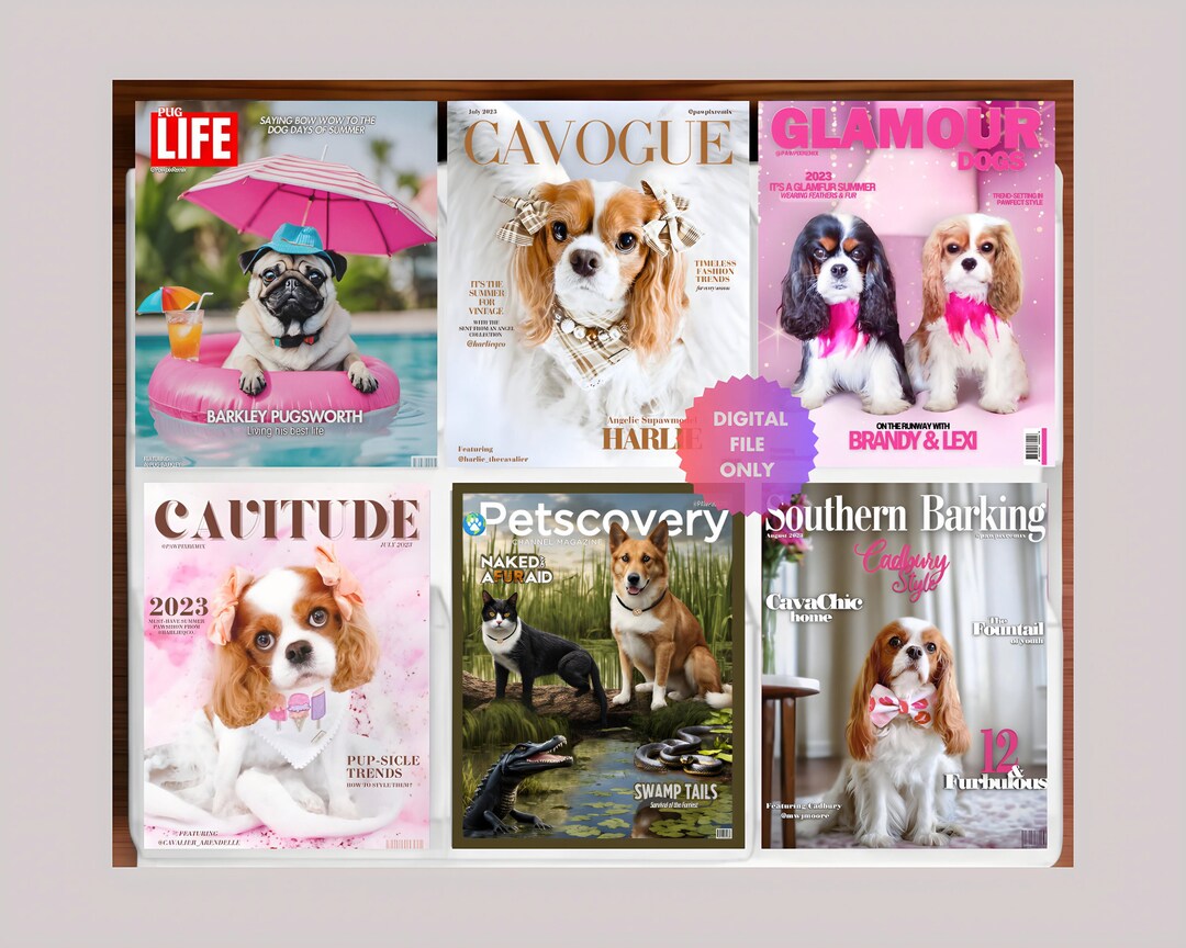 Digital File Personalized Pet Portraits Magazine Covers Custom Pet Art ...