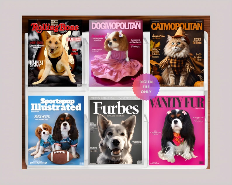 Digital File Personalized Pet Portraits Magazine Covers Custom Pet Art ...
