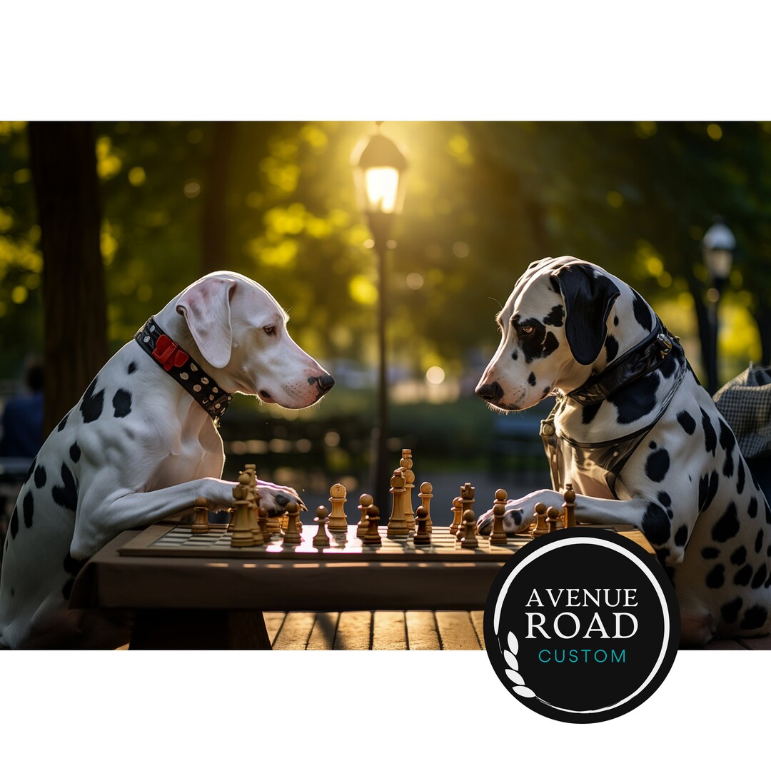 Dalmatian Chess Game Poster: Playful Dogs Art Print (digital Download ...