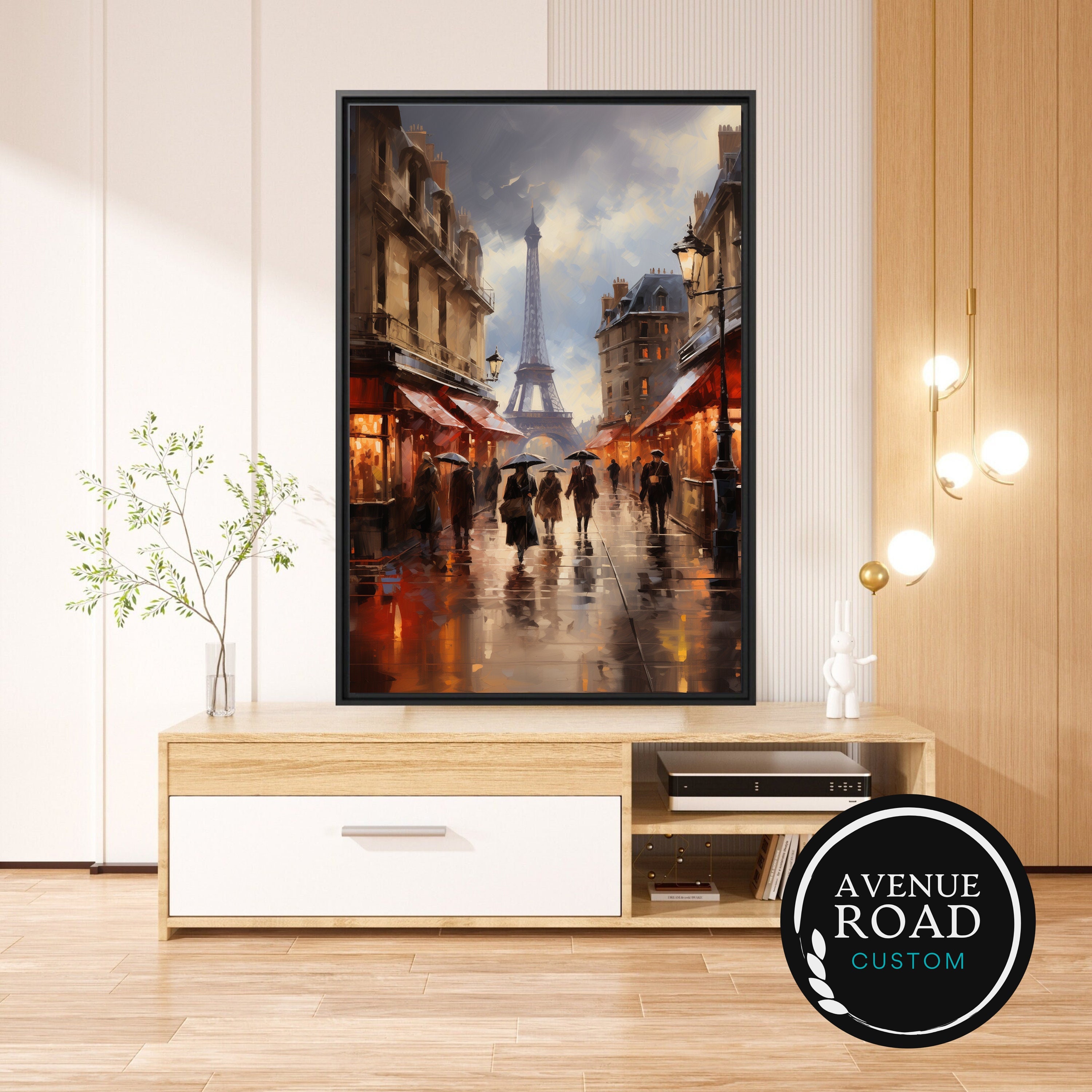 Eiffel Tower, Paris Night Scene Poster Rainy Evening in Old Paris ...