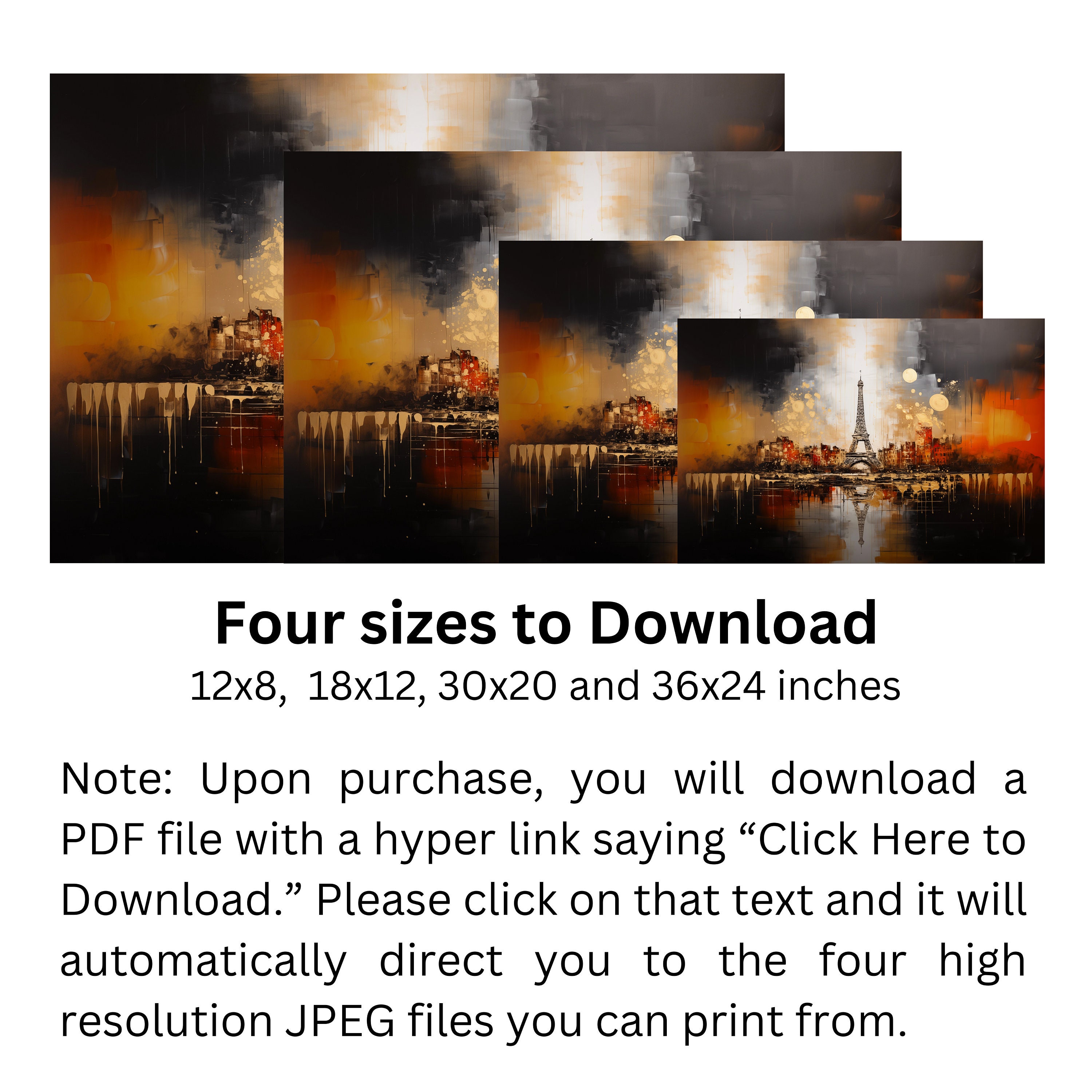 Paris Night Eiffel Tower Digital Poster, River Seine Swirls With ...